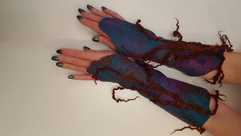 Pixie Fingerless Gloves. Fairy Tale Elven Wrist Warmer. Felted Wool ...