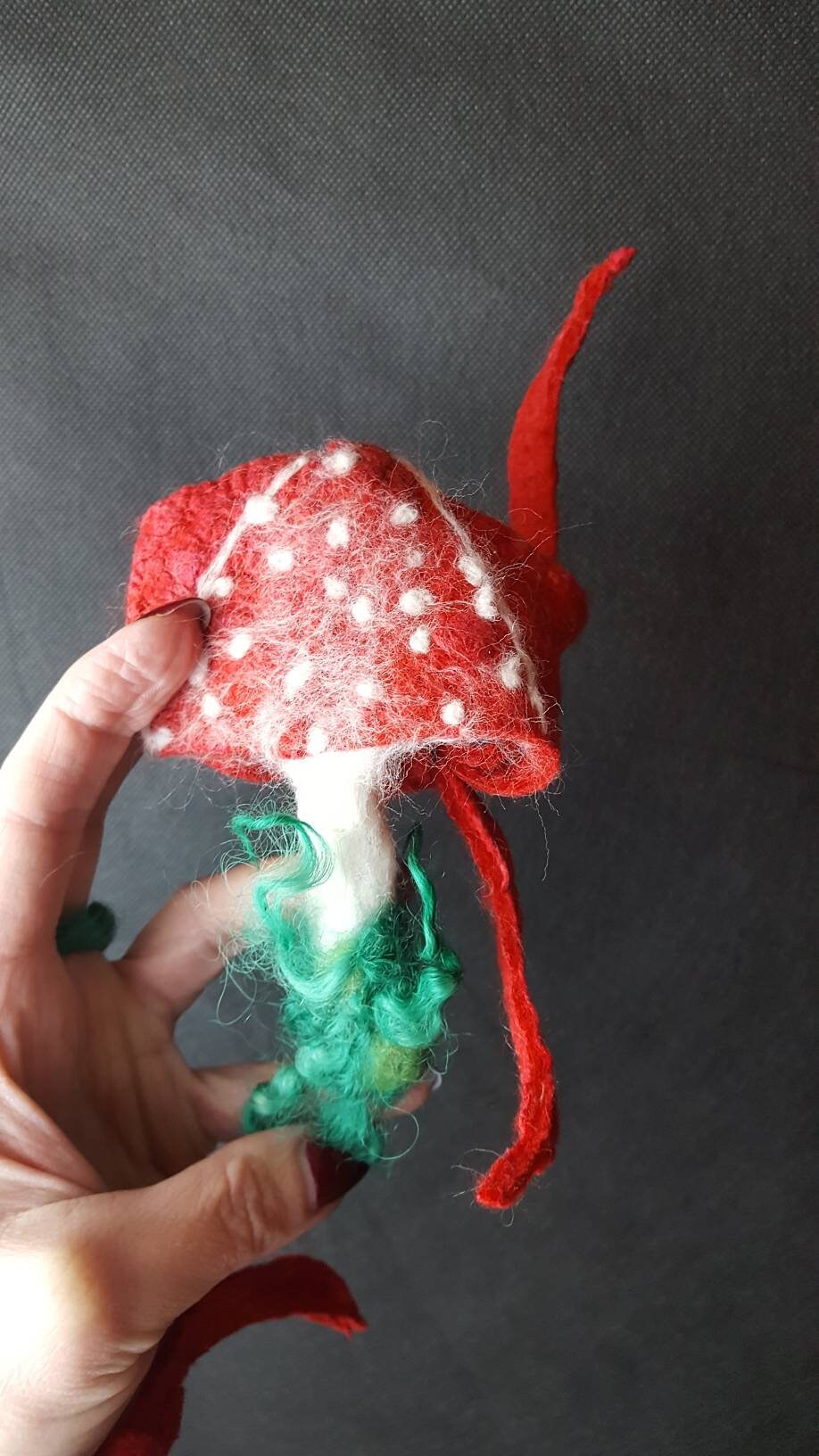 Pixie Toadstools Bracelet. Elf Mushrooms Cuff. Felted Fairy - Etsy