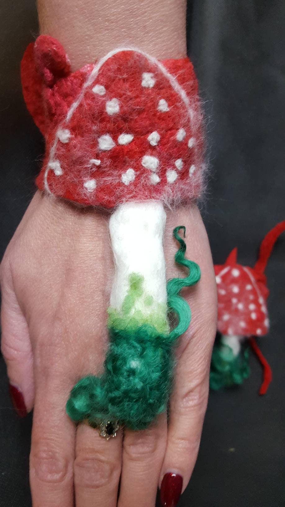 Pixie Toadstools Bracelet. Elf Mushrooms Cuff. Felted Fairy - Etsy
