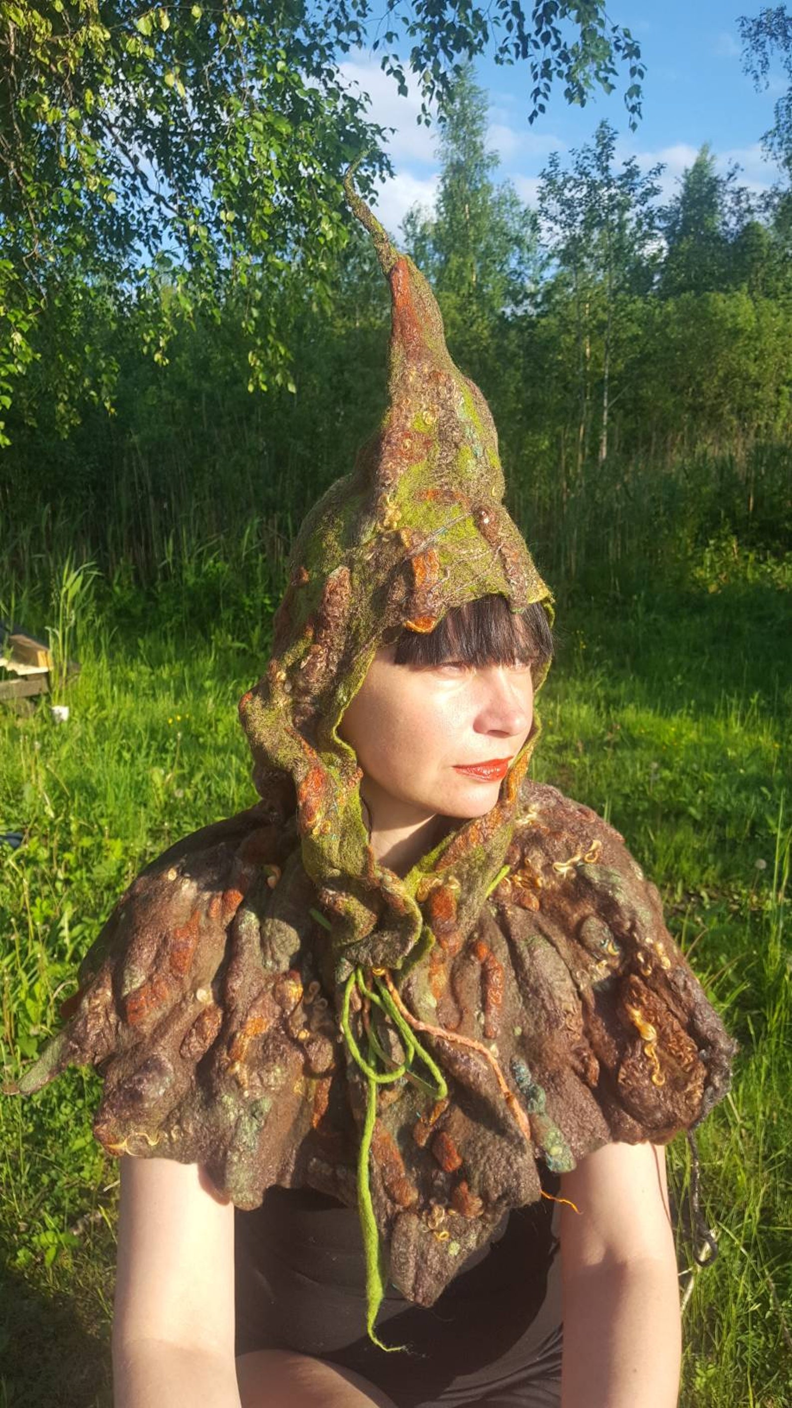 Wizard Felted Hood Cowl for Elves. Woodland Witch Hood Cape, Festival ...