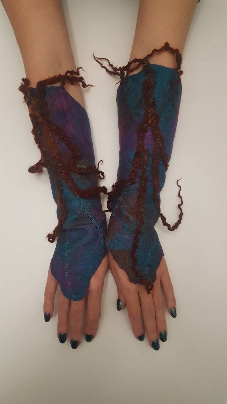 Pixie Fingerless Gloves. Fairy Tale Elven Wrist Warmer. Felted Wool ...