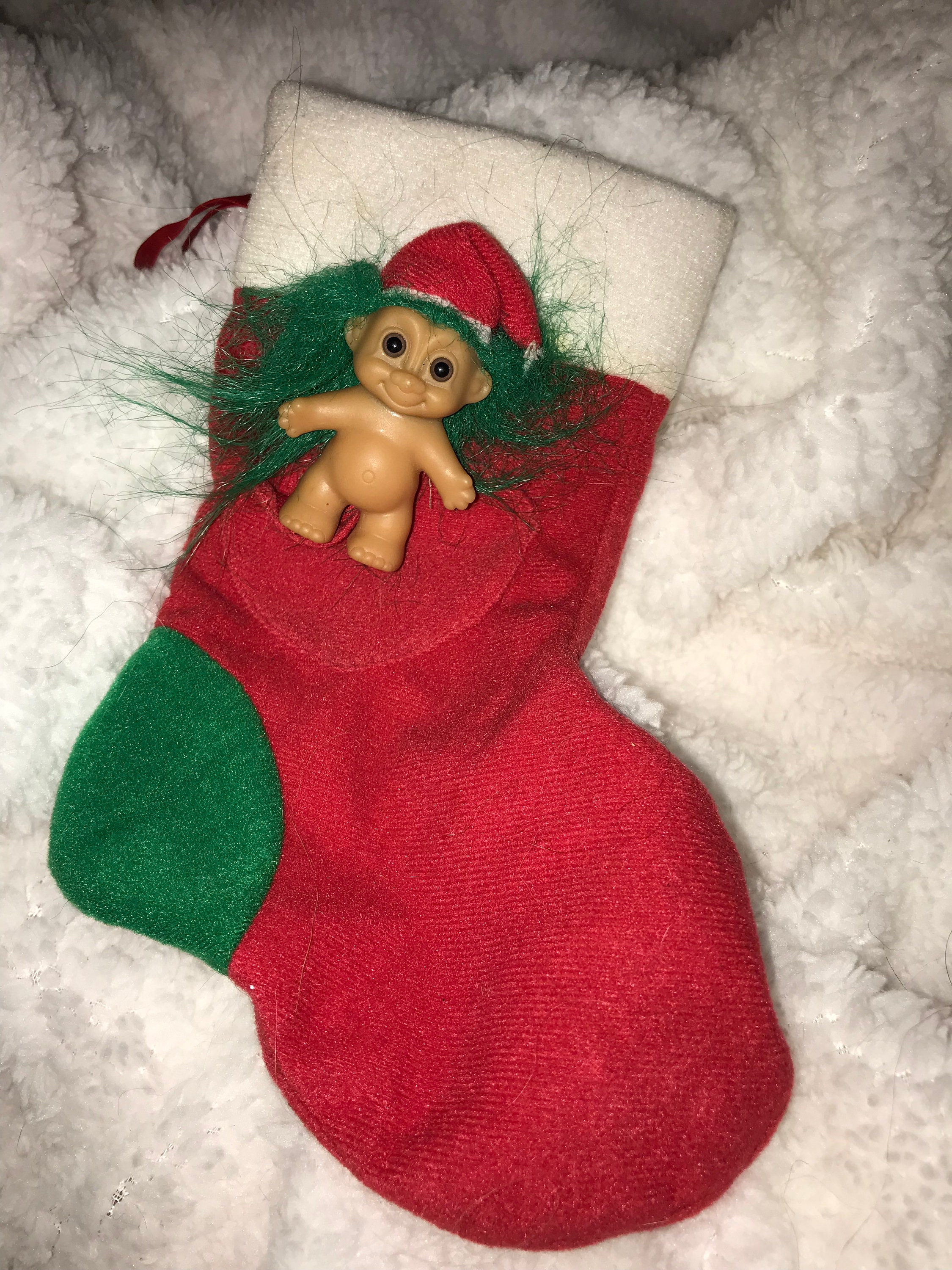 Russ 2 Christmas Baby Santa Troll Doll in Stocking Free shipping - Etsy ...