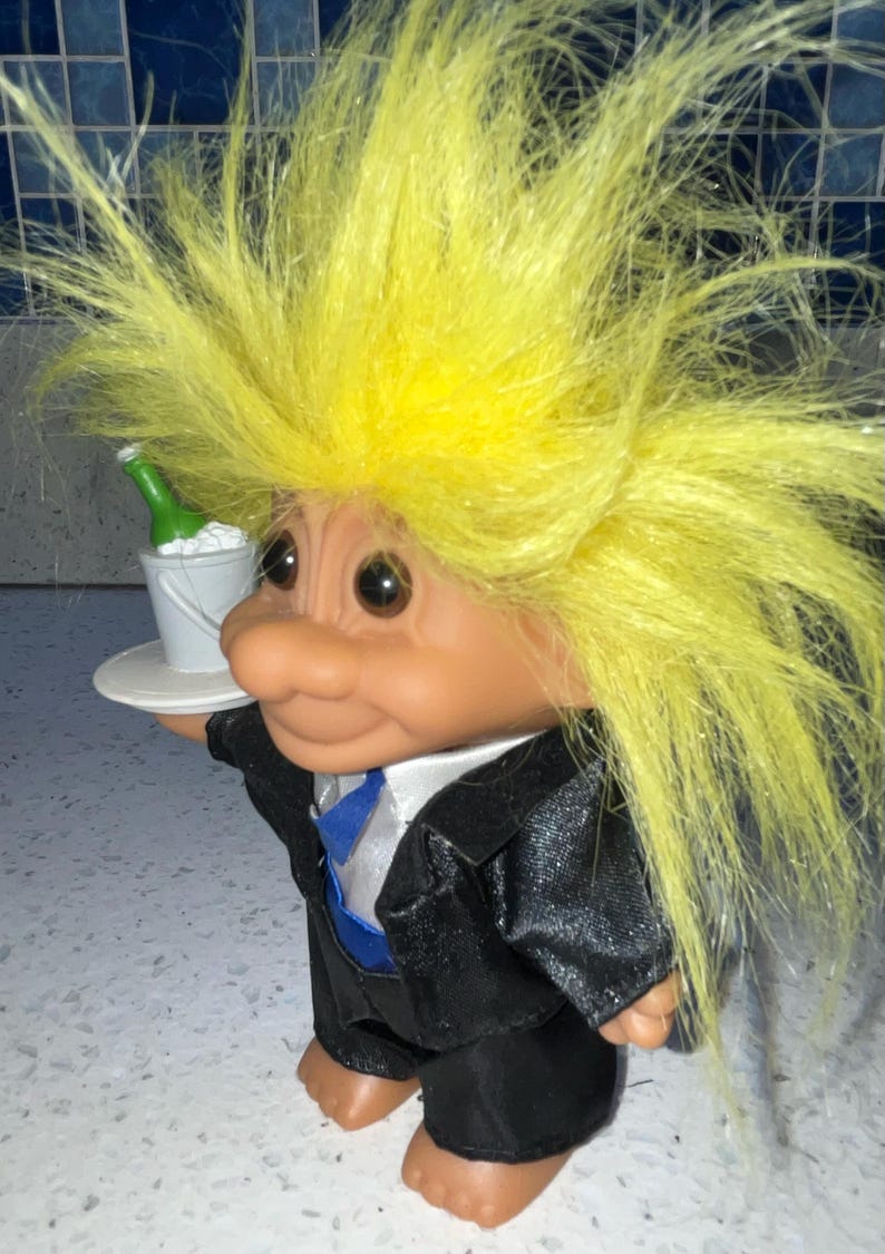 Russ Champagne Waiter / Server Troll Doll, Retro Novelty Gift, Like New ...
