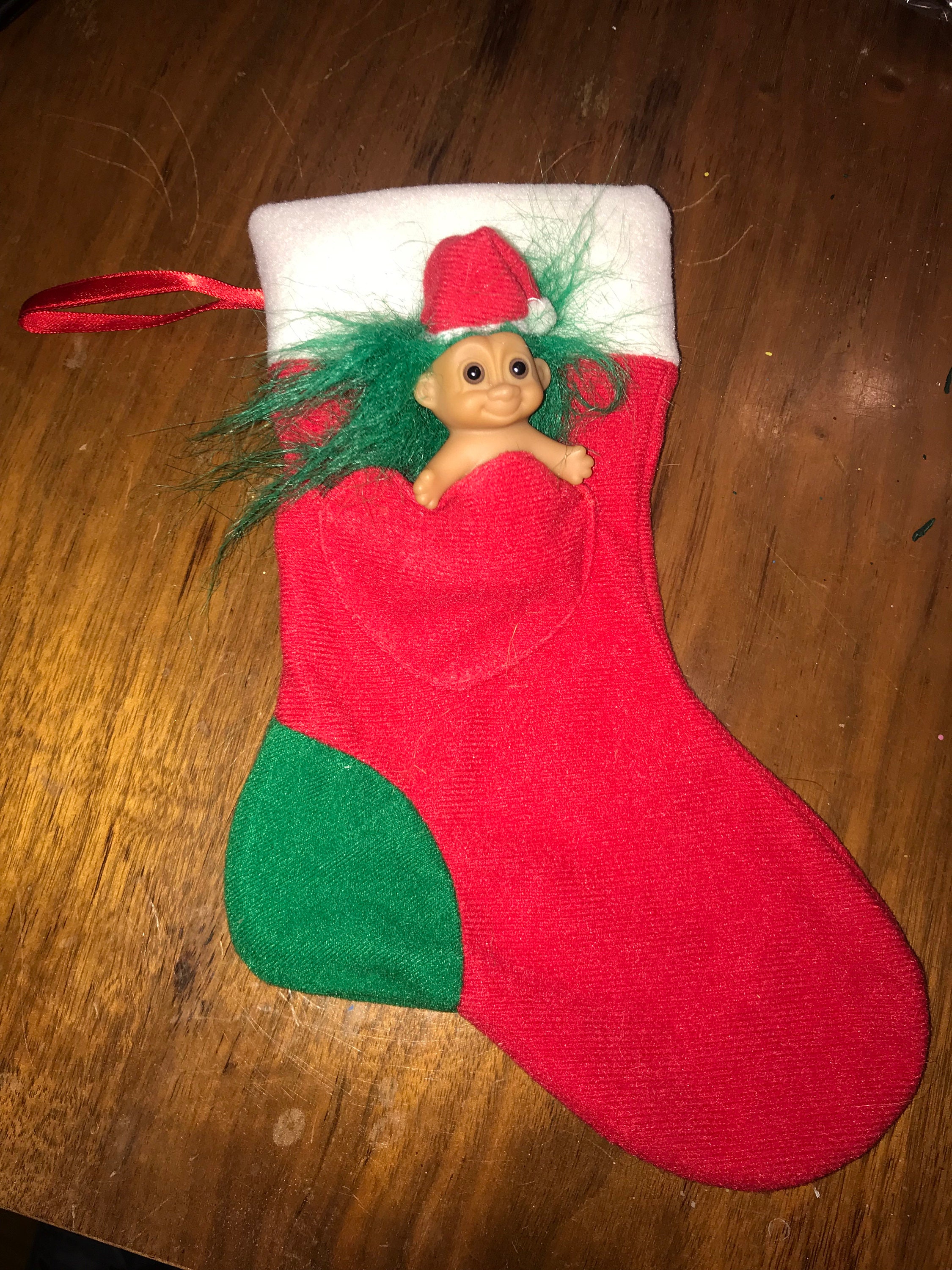 Russ 2 Christmas Baby Santa Troll Doll in Stocking Free shipping - Etsy ...