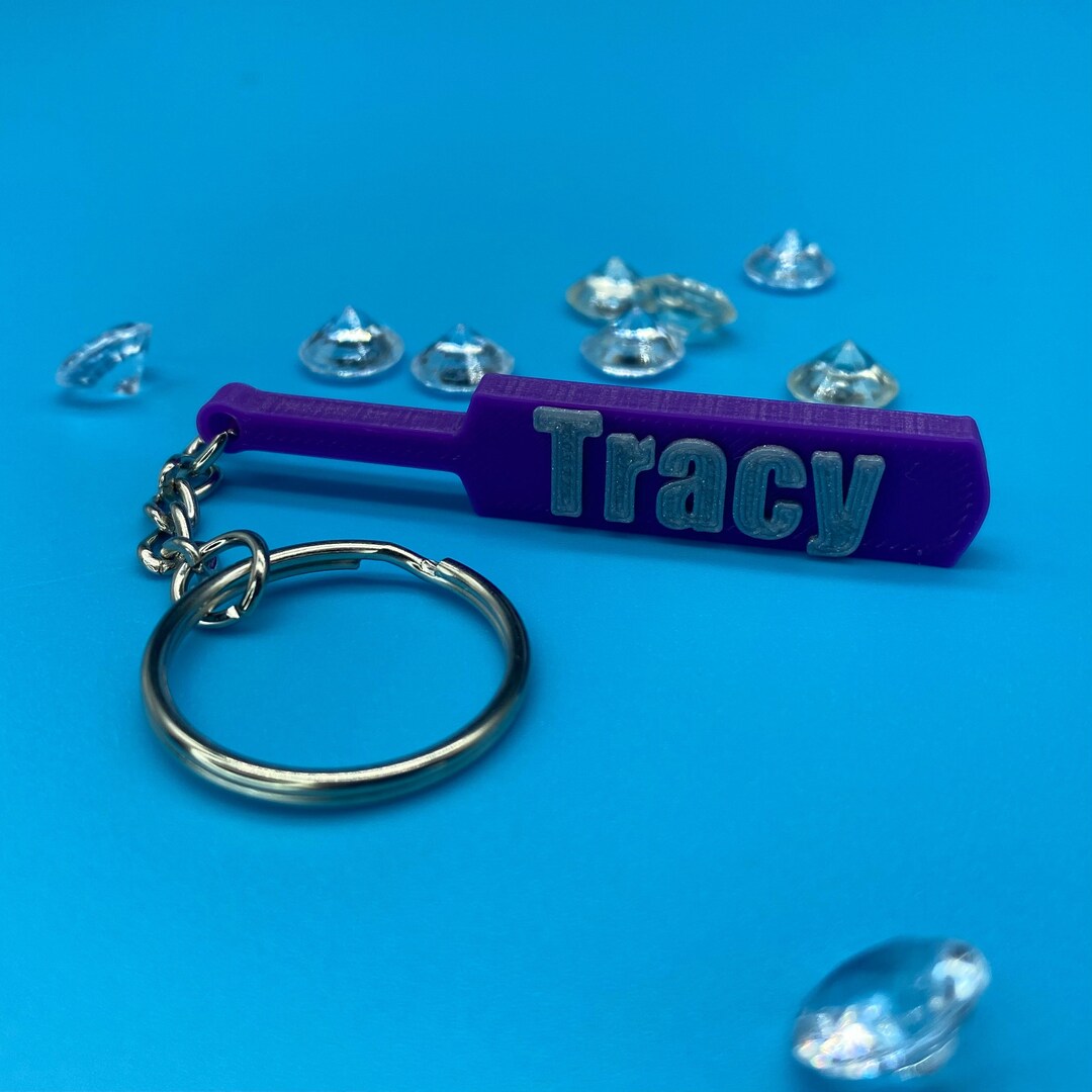 Personalised Multi Colour Cricket Bat Keyring With Your Name | Quality ...