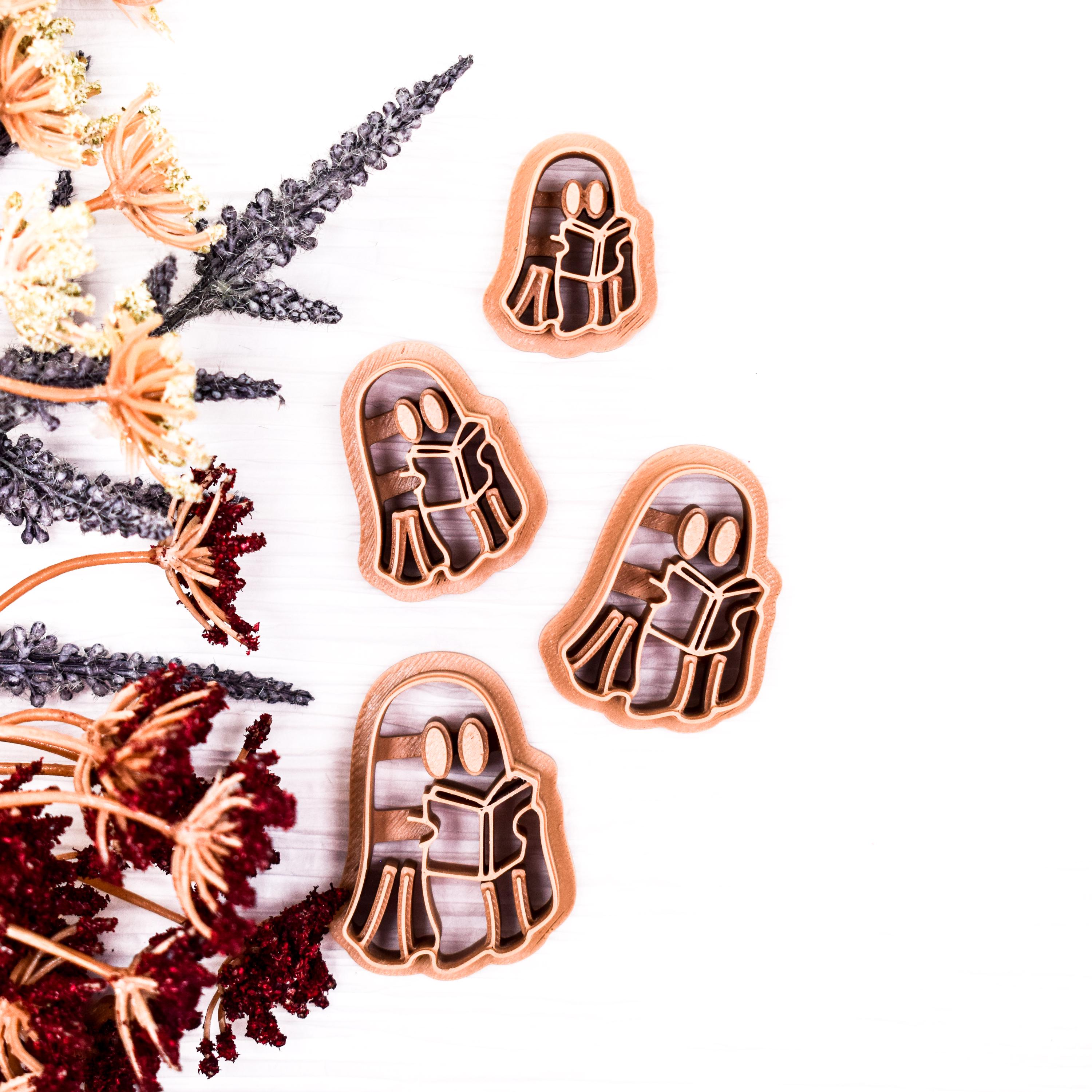 Ghost Reading Book Polymer Clay Cutter*ghost Clay Cutter*book Clay ...