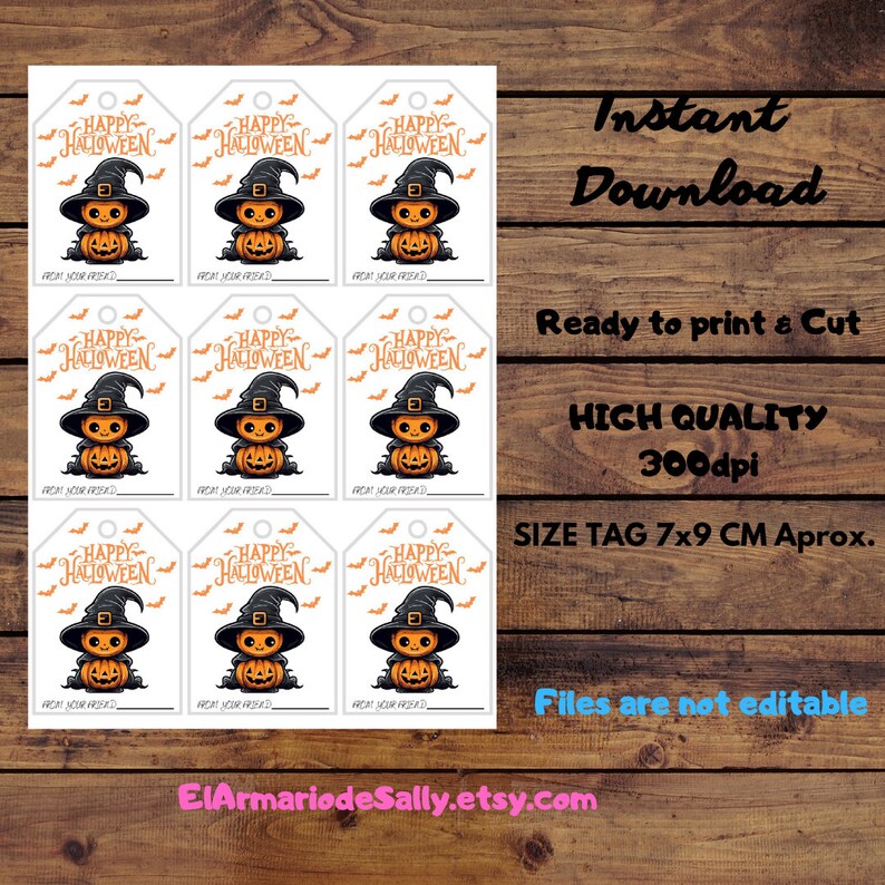 Printable Halloween Birthday Thank You Tags, Halloween Favor Tags Witch ...