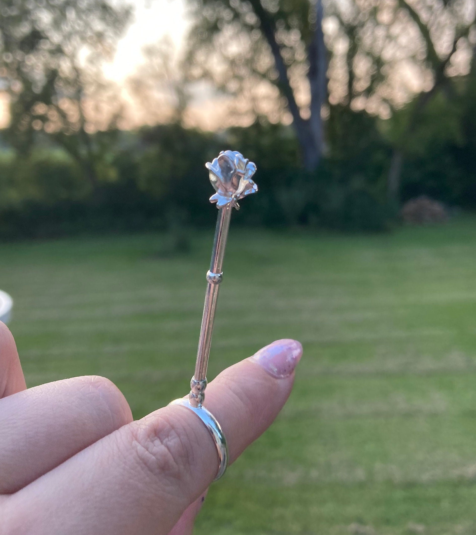 Silver Rose Cigarette Holder Ring, Fancy Cigarette Holder, Witchy Gift ...