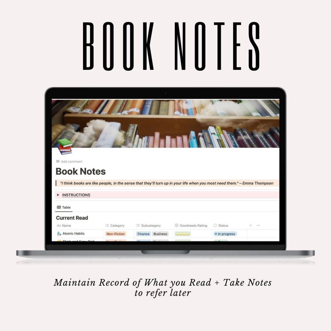 Book Tracker Digital Book Notes Digital Book Tracker - Etsy