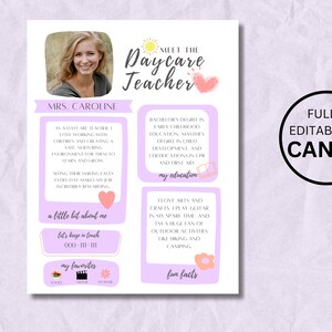 Meet the Daycare Teacher Template (editable) | Back to School ...