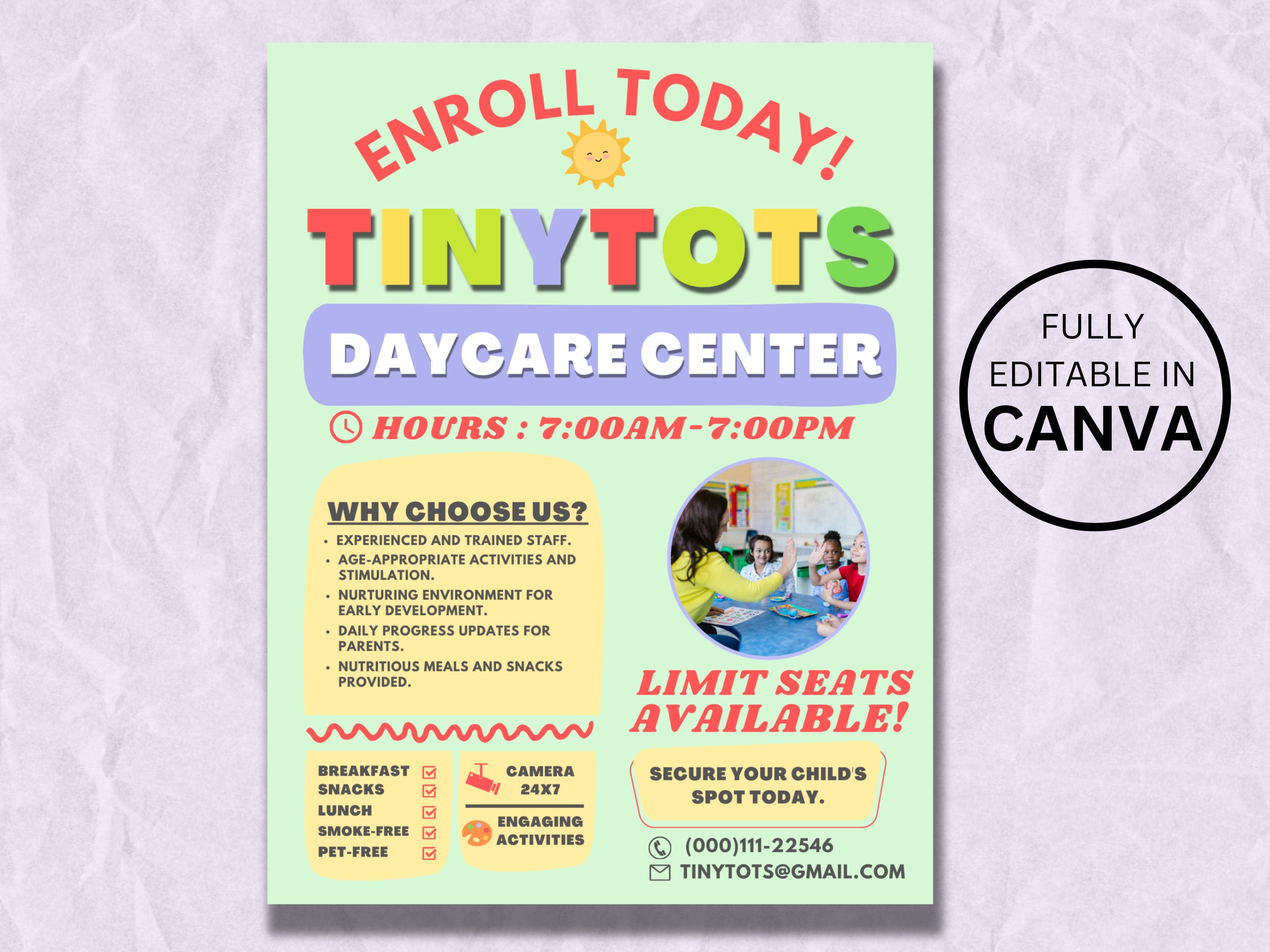 Child Care Flyer Template, Daycare Poster, Baby Sitting, Play Center ...