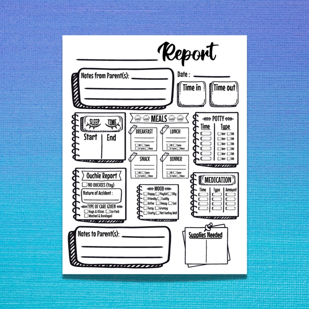 Toddler Daily Report | Daycare Teacher Log | Infant Food Tracker ...