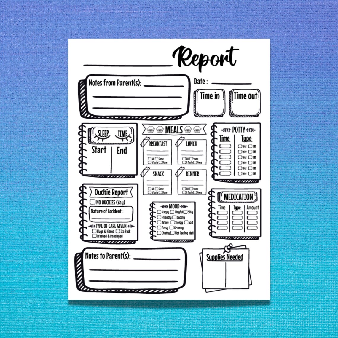 Toddler Daily Report | Daycare Teacher Log | Infant Food Tracker ...