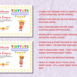 Printable Daycare Graduation Certificate, Editable, Last Day of Daycare ...