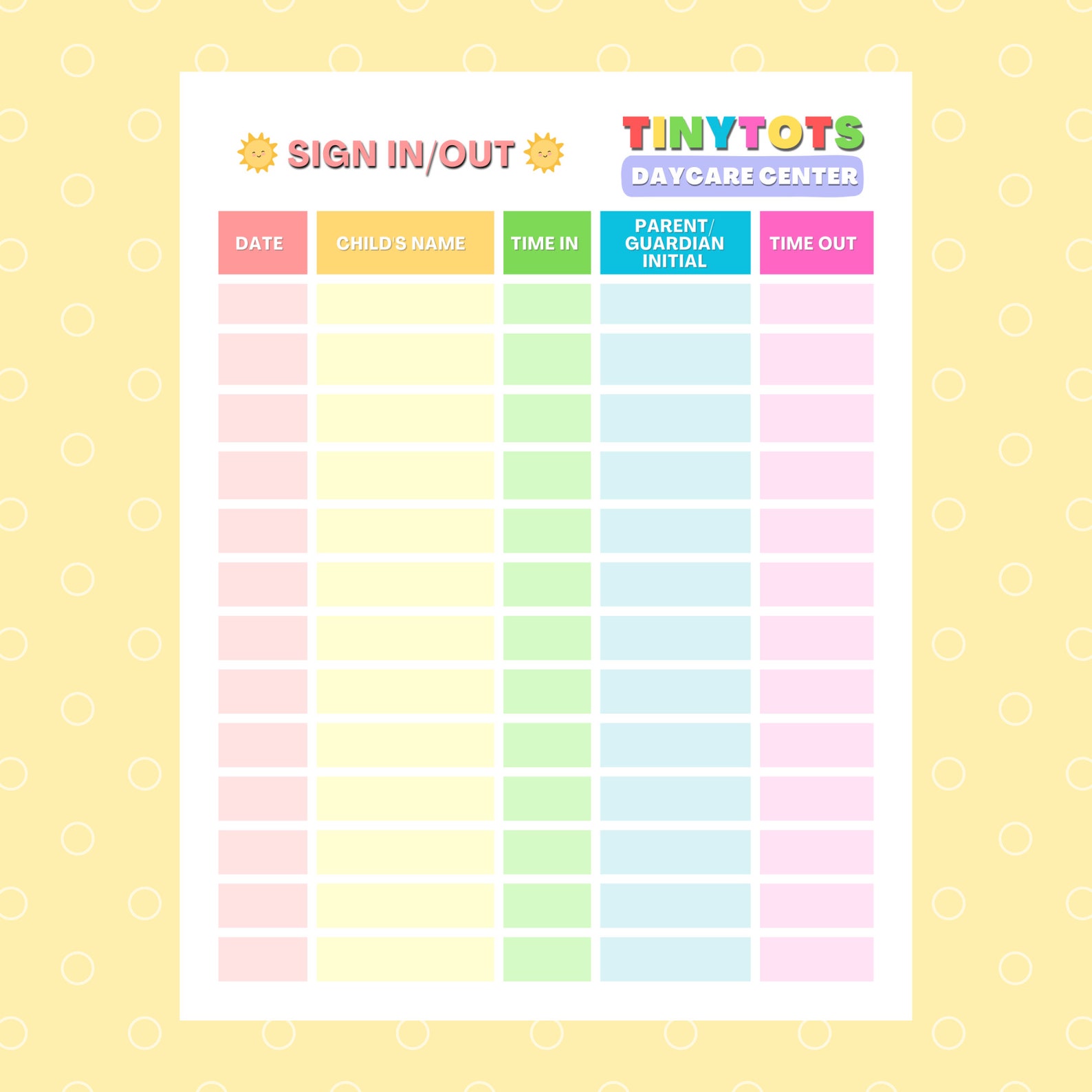 Daycare Forms, Daycare Template, Home Daycare, Baby Sitting, Play ...