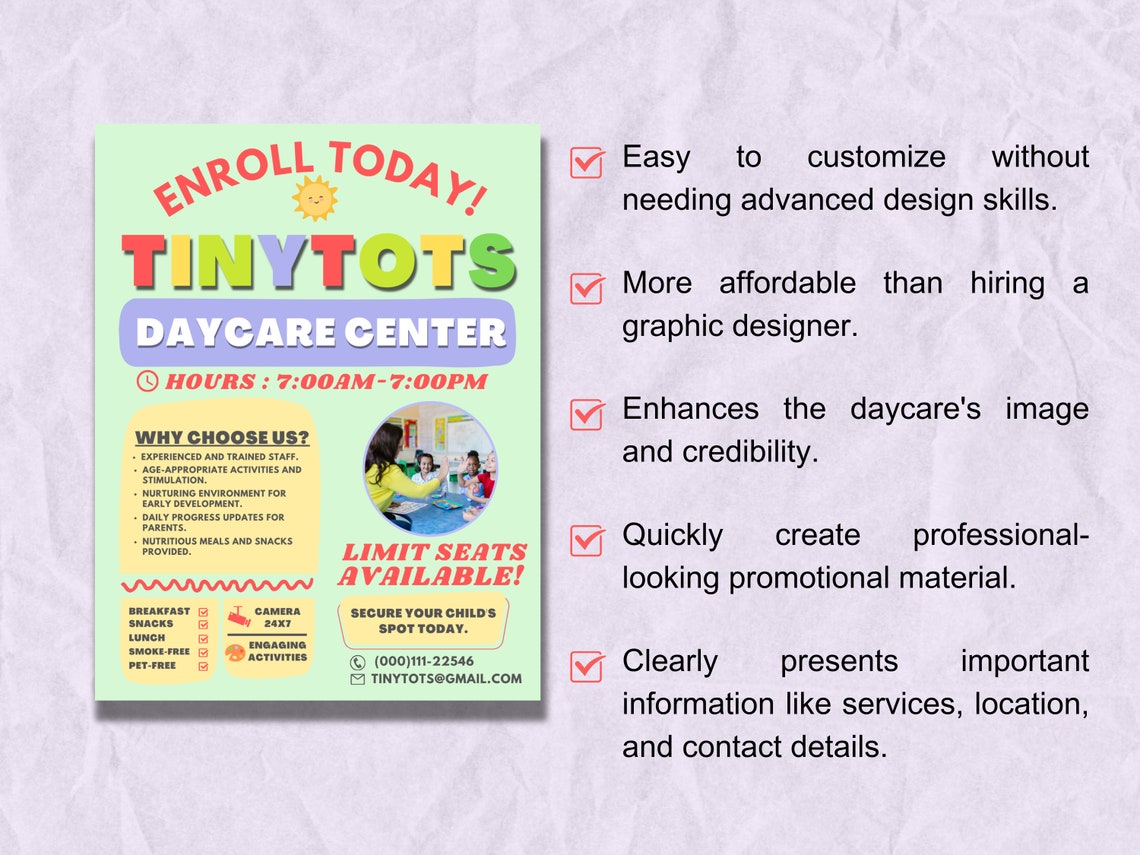 Child Care Flyer Template, Daycare Poster, Baby Sitting, Play Center ...