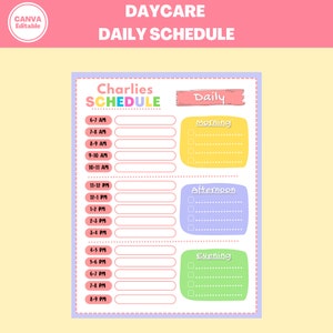 Child Care Flyer Template Daycare Daily Schedule Baby - Etsy
