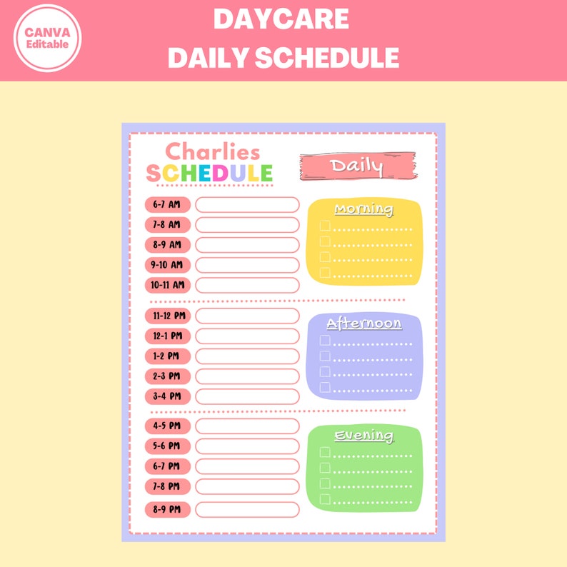 Child Care Flyer Template Daycare Daily Schedule Baby - Etsy