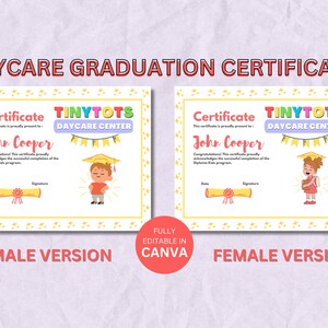 Printable Daycare Graduation Certificate, Editable, Last Day of Daycare ...