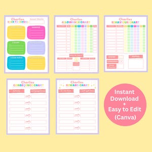 Kids Chore Chart Bundle,routine Charts Printable, Behavior & Reward ...