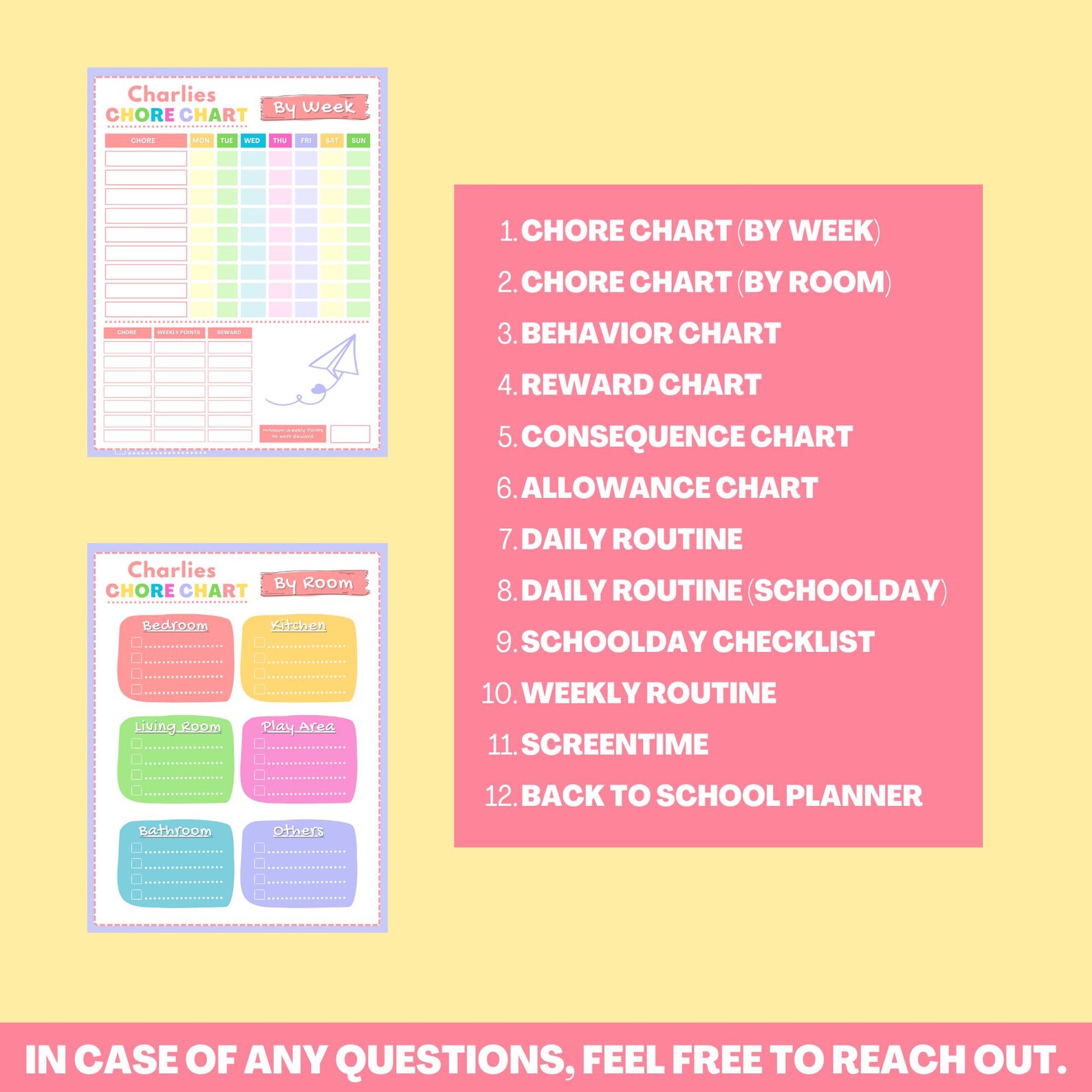 Kids Chore Chart Bundle,routine Charts Printable, Behavior & Reward ...
