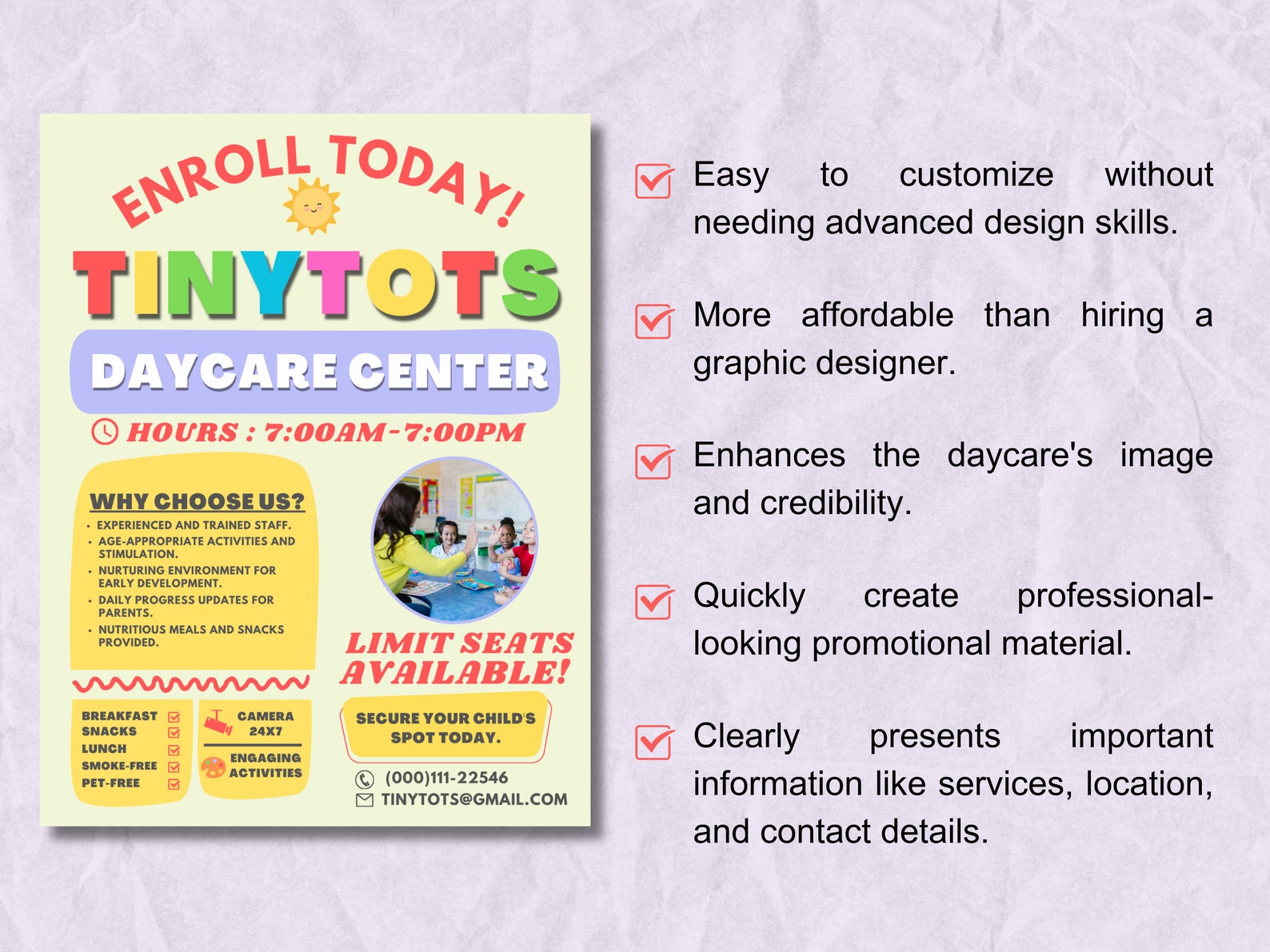 Child Care Flyer Template, Daycare Poster, Baby Sitting, Play Center ...