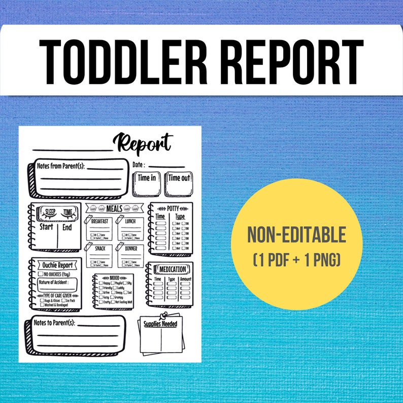 Toddler Daily Report | Daycare Teacher Log | Infant Food Tracker ...