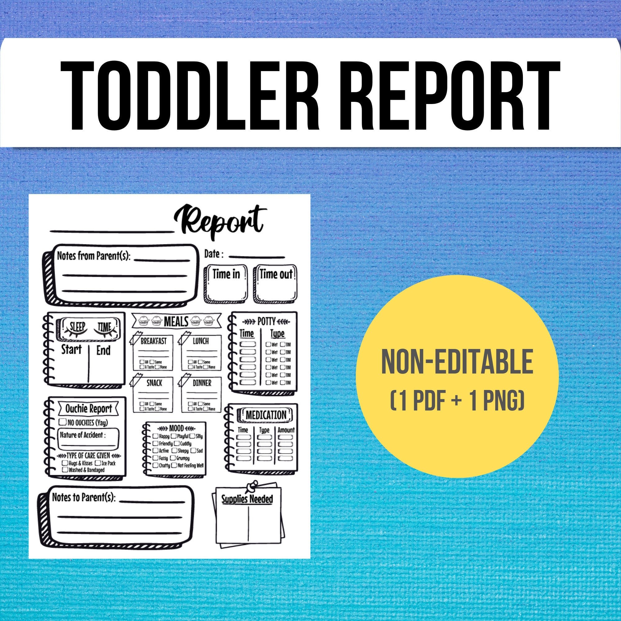 Toddler Daily Report | Daycare Teacher Log | Infant Food Tracker ...