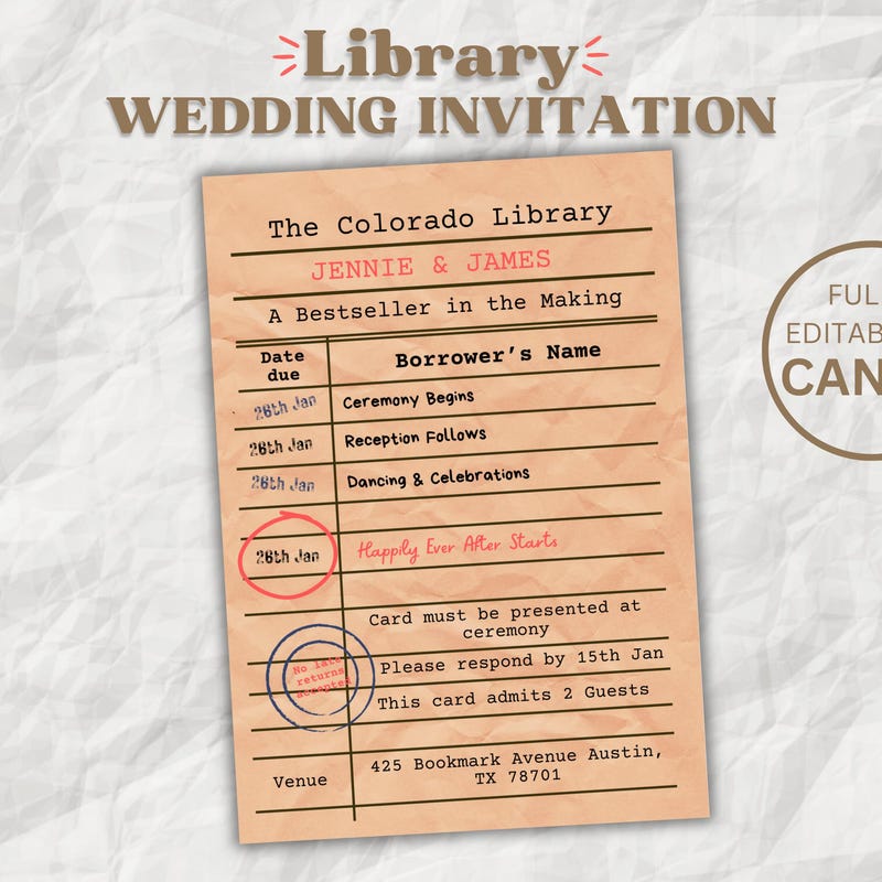 Library Wedding Invitations - Etsy
