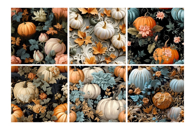Autumn, Fall Pumpkins, Seamless Pattern, Digital Paper, Printable ...