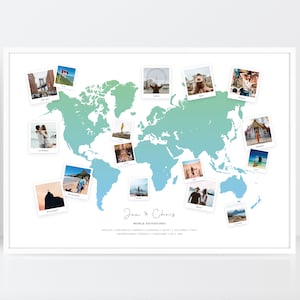 World Photo Map, Personalised Travel Map, Engagement Gift, Adventure ...