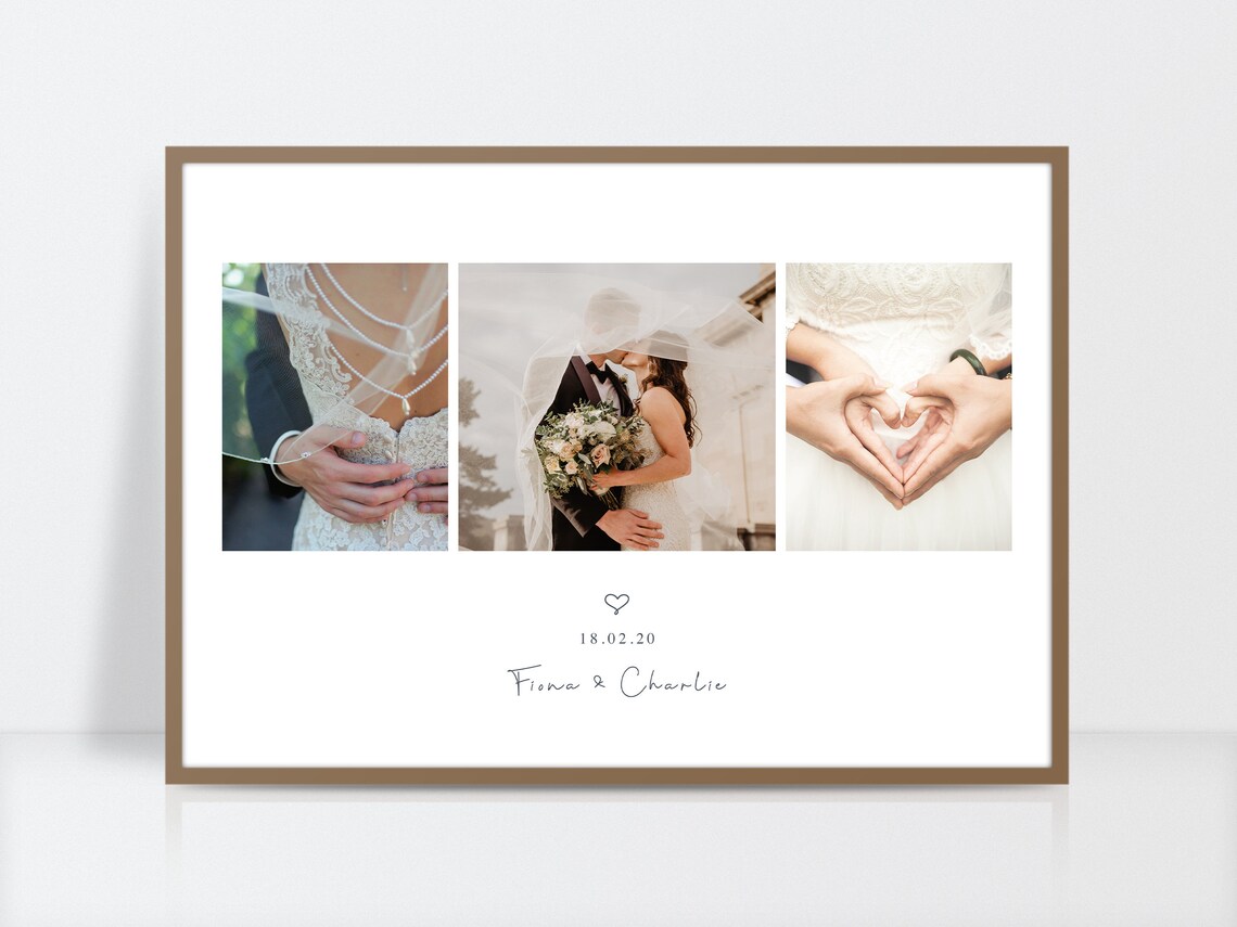 Custom Wedding Collage, Wedding Photo Print, Anniversary Print, Simple ...