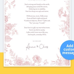 Personalised floral border poem print Memory of print | Etsy
