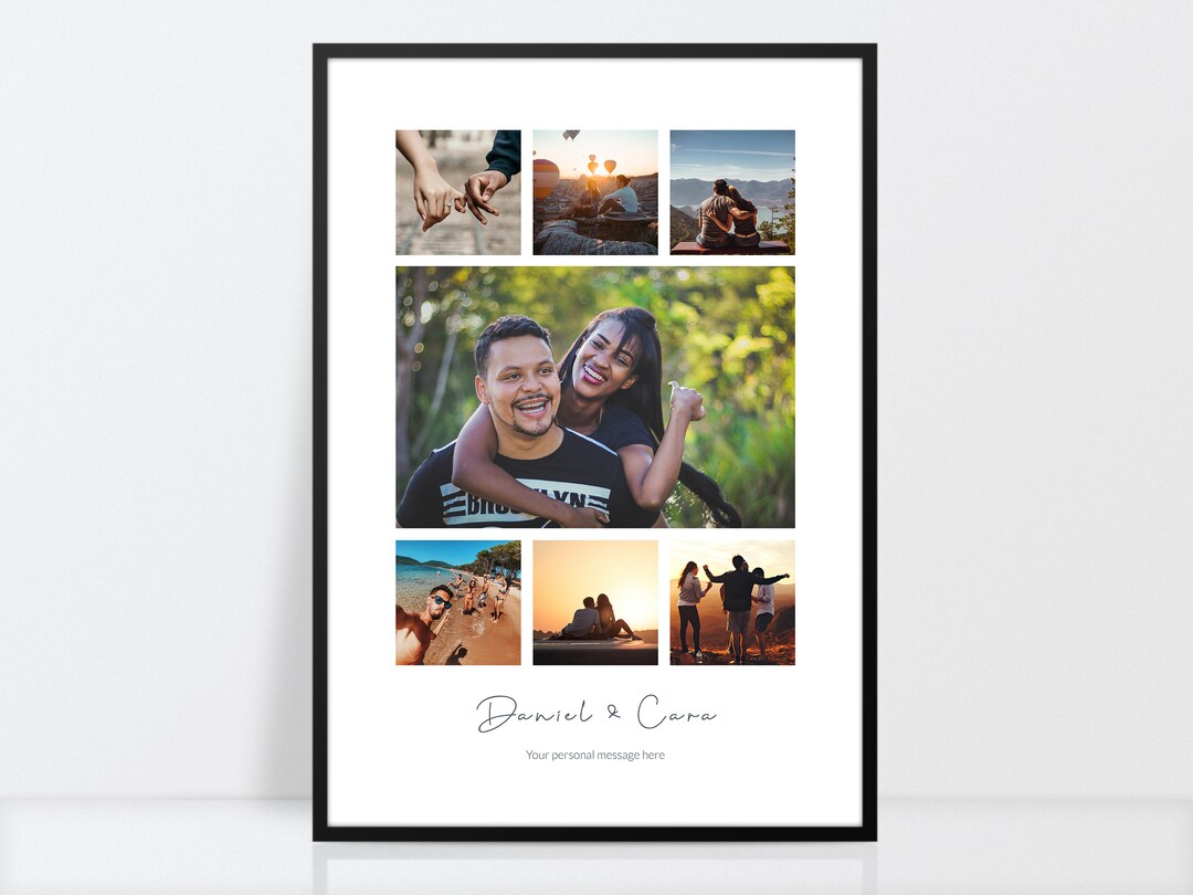Personalised Photo Collage, Couples Photo Grid Print, Our Year of ...