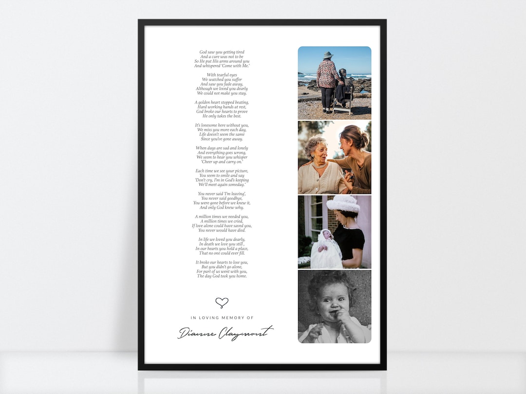 Remembrance Poem and Photo Print, in Loving Memory Print, Memorial Poem ...