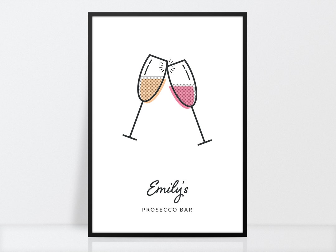 Prosecco Bar Sign, Custom Bar Sign, Personalised Prosecco Bar, Kitchen ...
