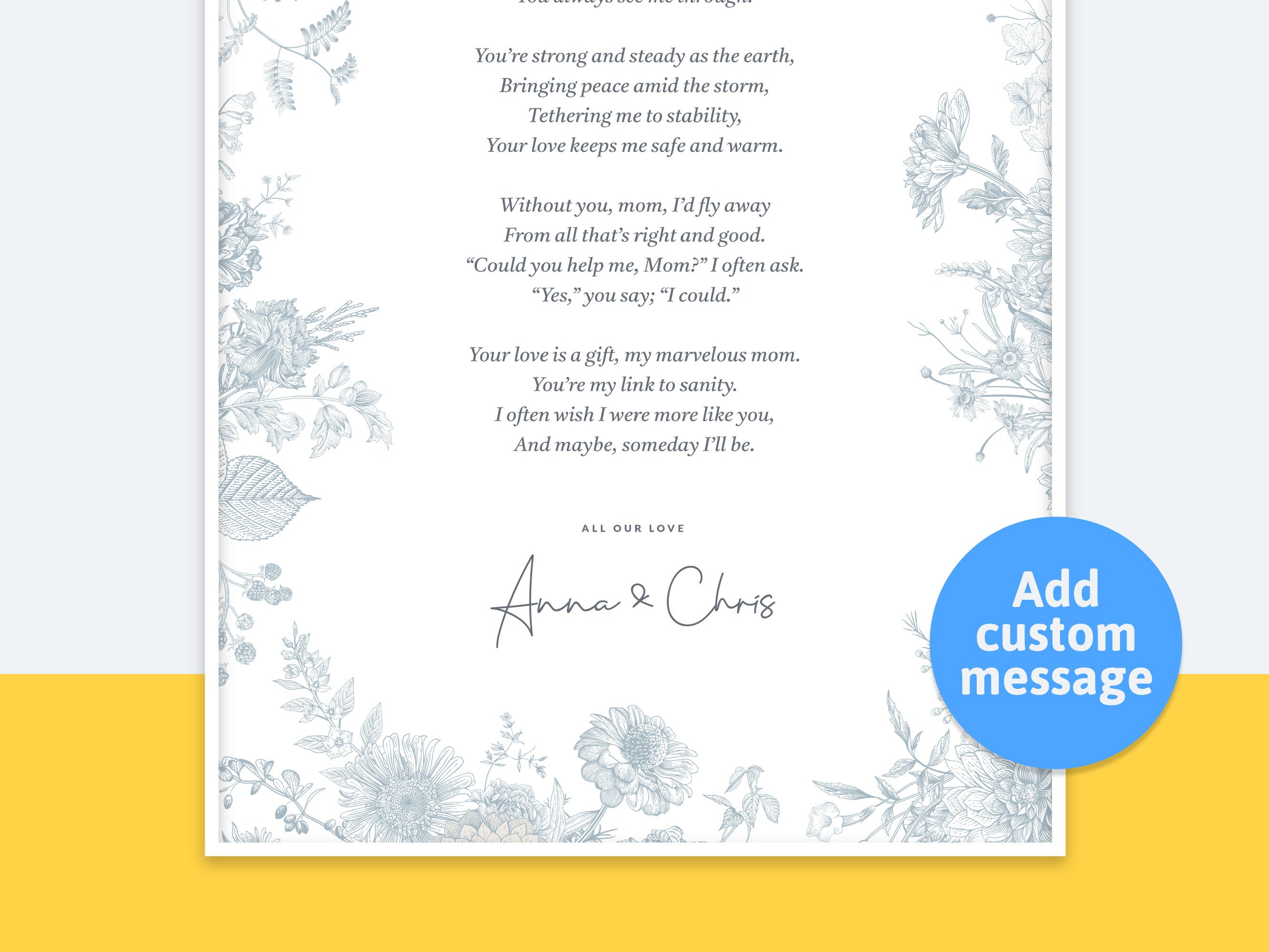 Personalised floral border poem print Memory of print | Etsy