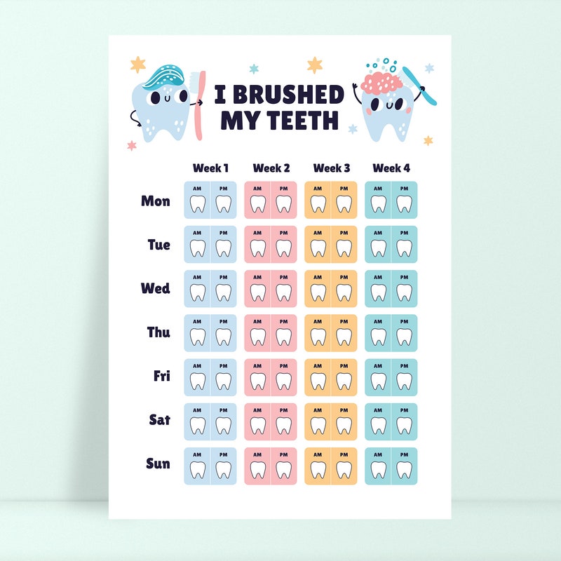 Tooth Brushing Chart - Etsy