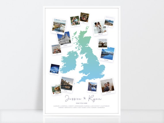 UK Travel Map Personalised Travel Map Engagement Gift | Etsy