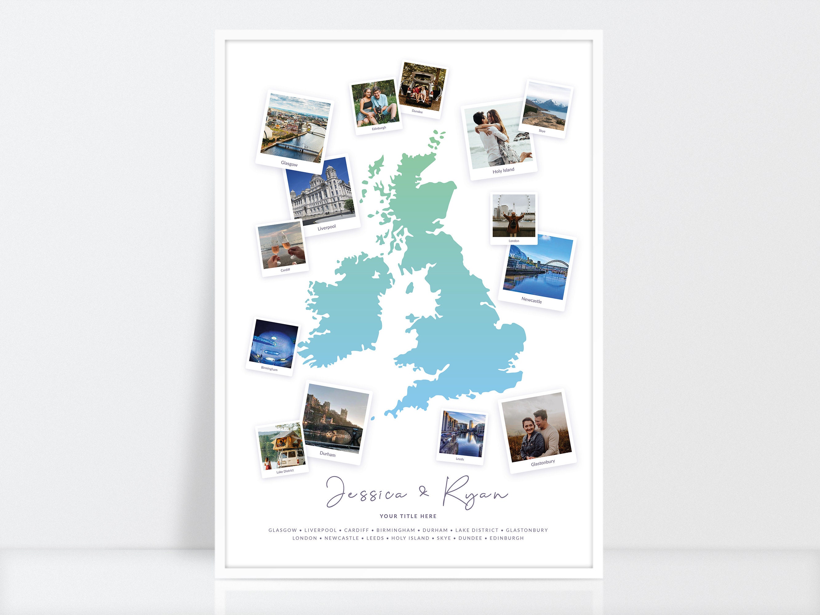 UK Travel Map, Personalised Travel Map, Engagement Gift, Travel Photo ...