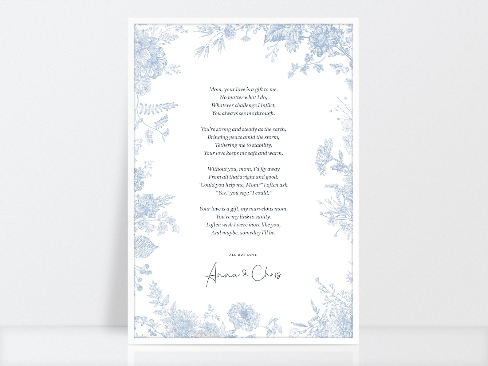 Personalised Floral Border Poem Print Memory of Print - Etsy