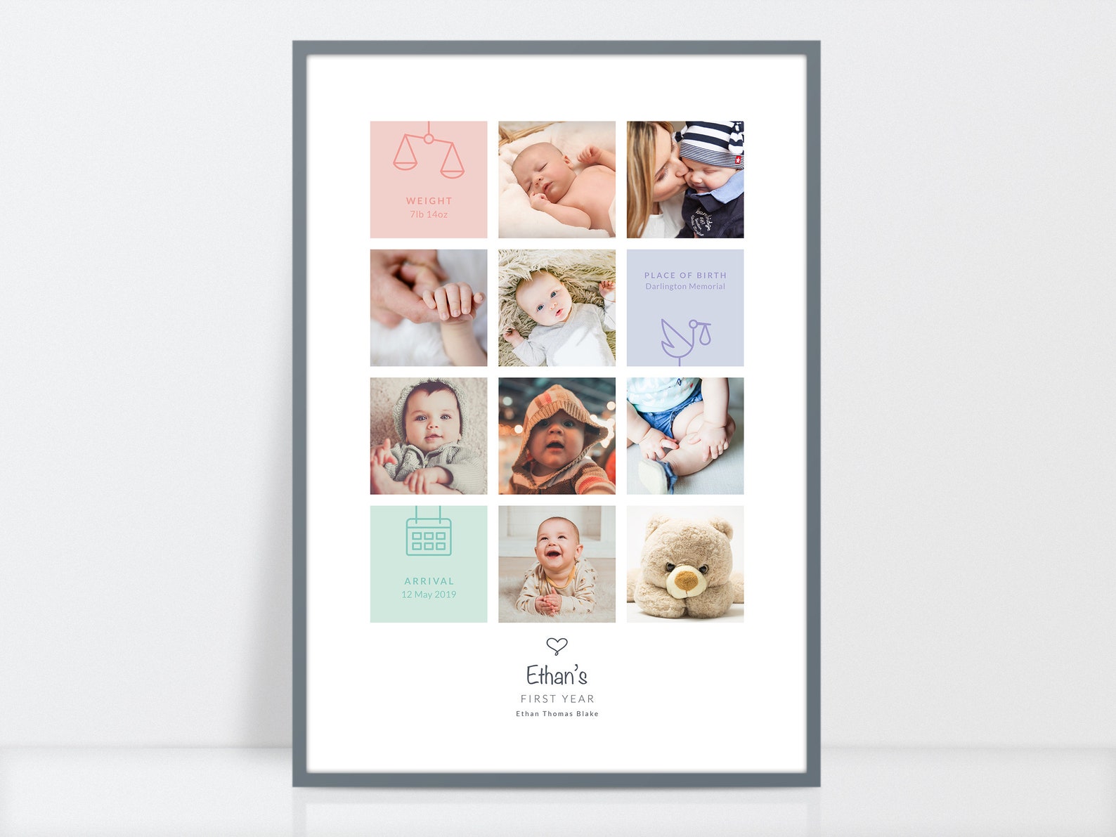 Baby First Year Print Newborn Photo Collage 12 Month Photo - Etsy UK