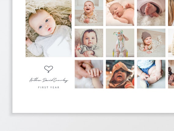 First Year Photo Collage Unittype Baby's First Year Picture Frame - 12 ...