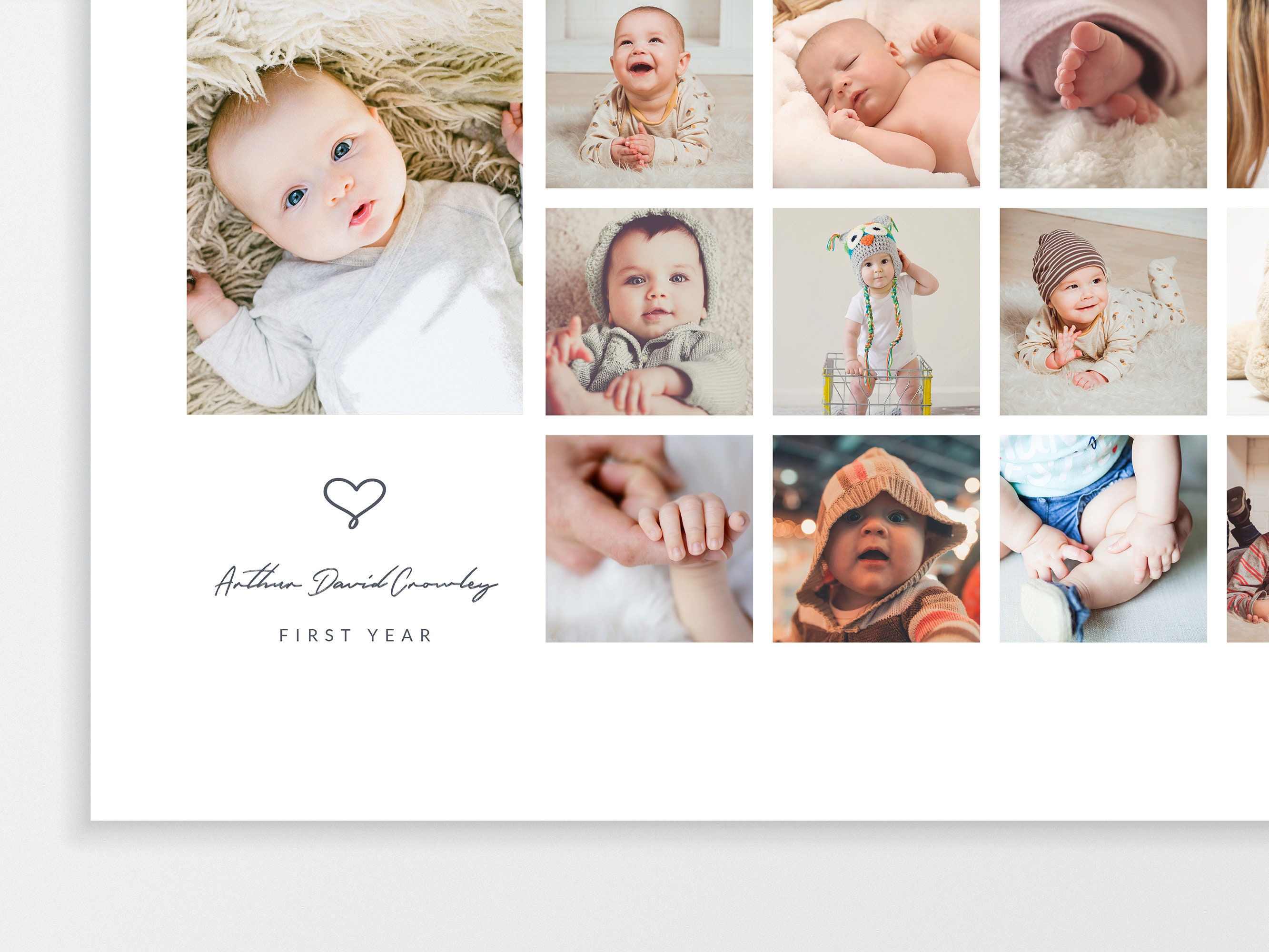 12 Month Baby Print, Baby Photo Collage, My First Year Print, Baby ...