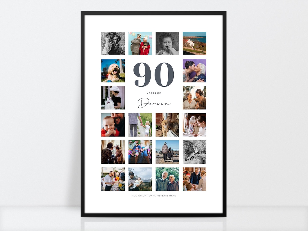 90th Birthday Photo Collage, 90th Birthday Gift, Birthday Collage ...