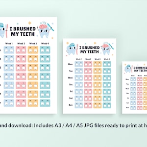Printable I Brushed My Teeth Chart, Kids Teeth Brush Tracker, Teeth ...