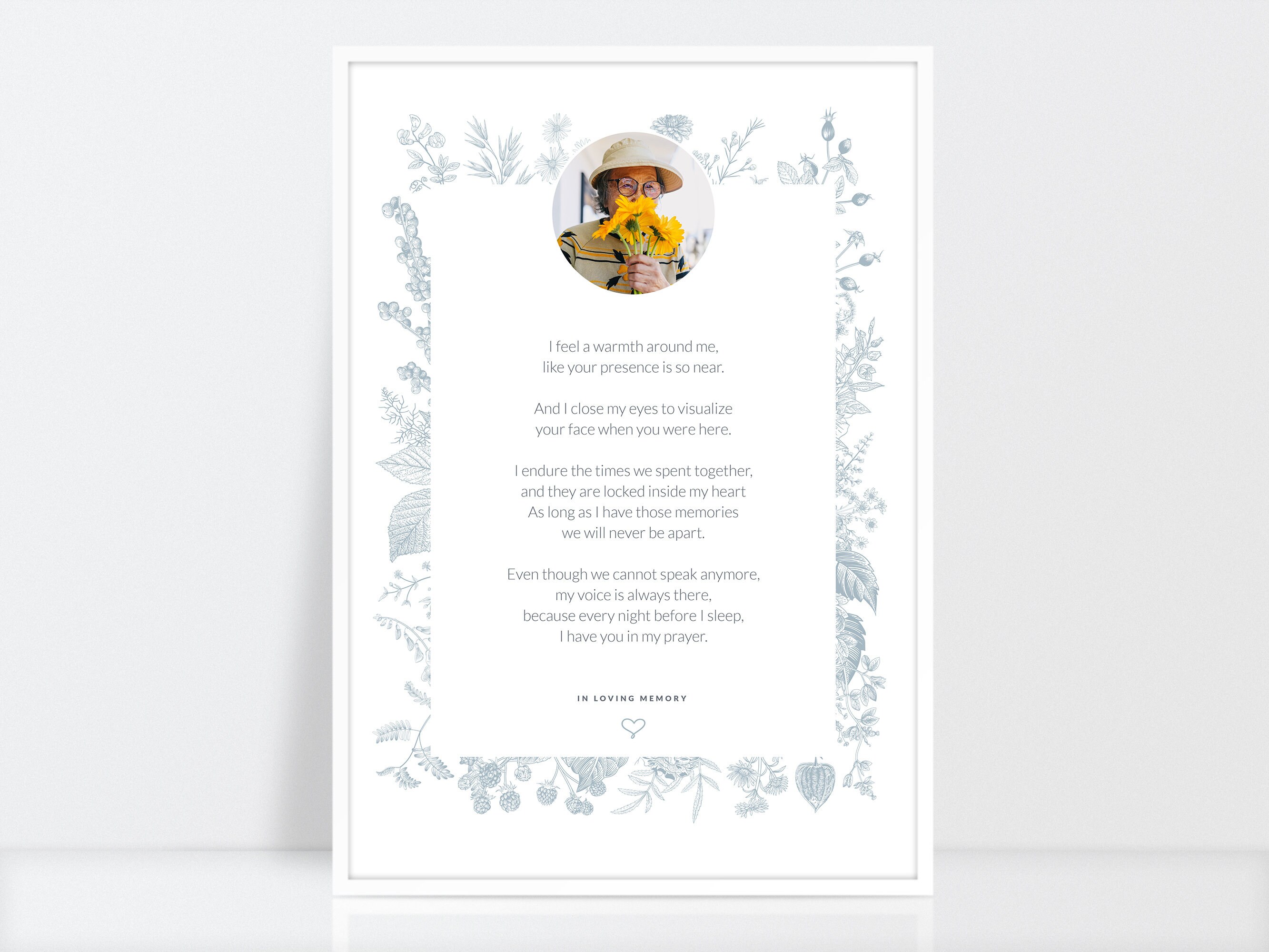 In Memory of Poem Print Personalised Memorial Print With - Etsy