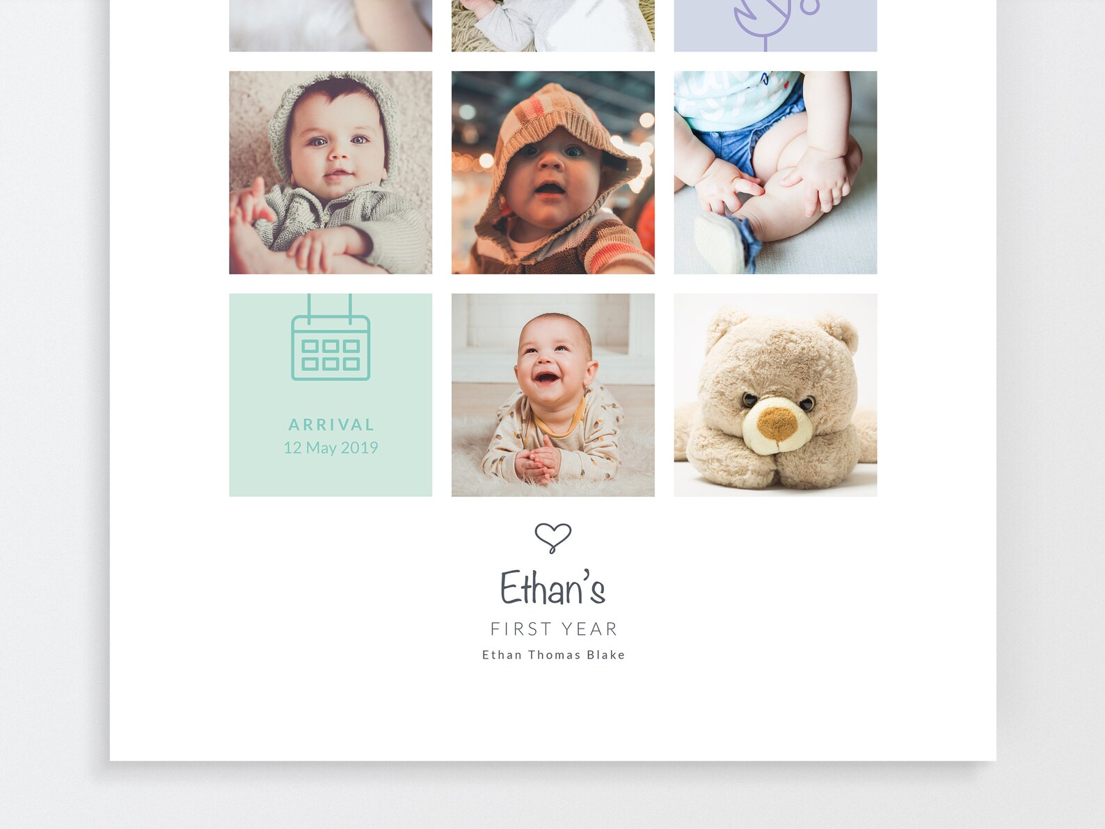 Baby First Year Print, Newborn Photo Collage, 12 Month Photo Grid ...