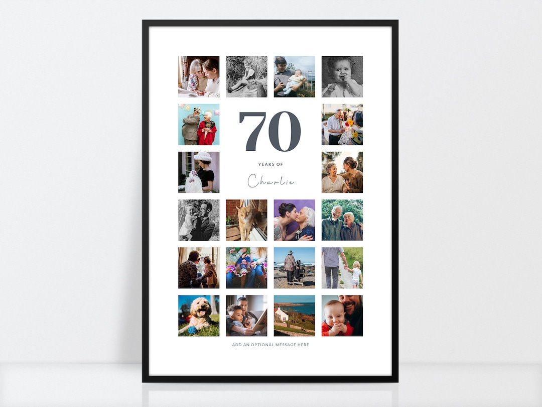 70th Birthday Photo Collage, 70th Birthday Gift, Birthday Collage ...