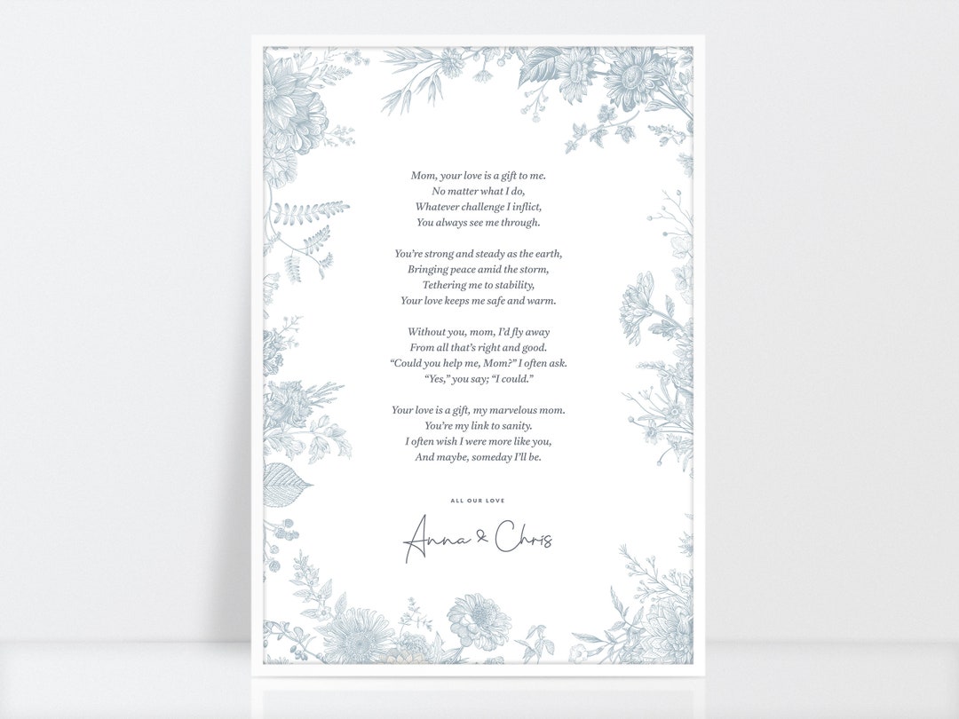 Personalised Floral Border Poem Print, Memory of Print, Birthday Poem ...
